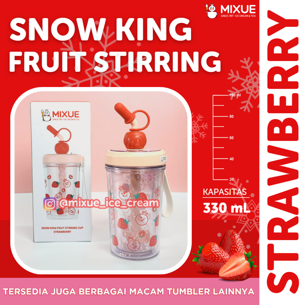 Jual Popping Boba Nata Jelly - Snow King Fruit Stirring Cup Strawberry 330 ML | Tumbler Botol ...