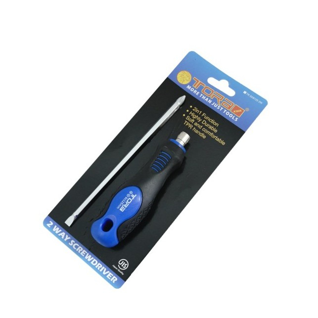 Jual TORA Obeng Bolak Balik Biru Hitam S2 - Screwdriver 2 Way Blue ...