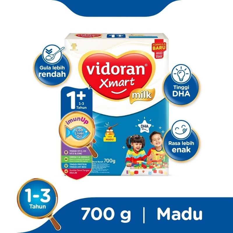 Jual VIDORAN XMART 1+ VANILA/MADU 700 GRAM KEMASAN BARU | Shopee Indonesia