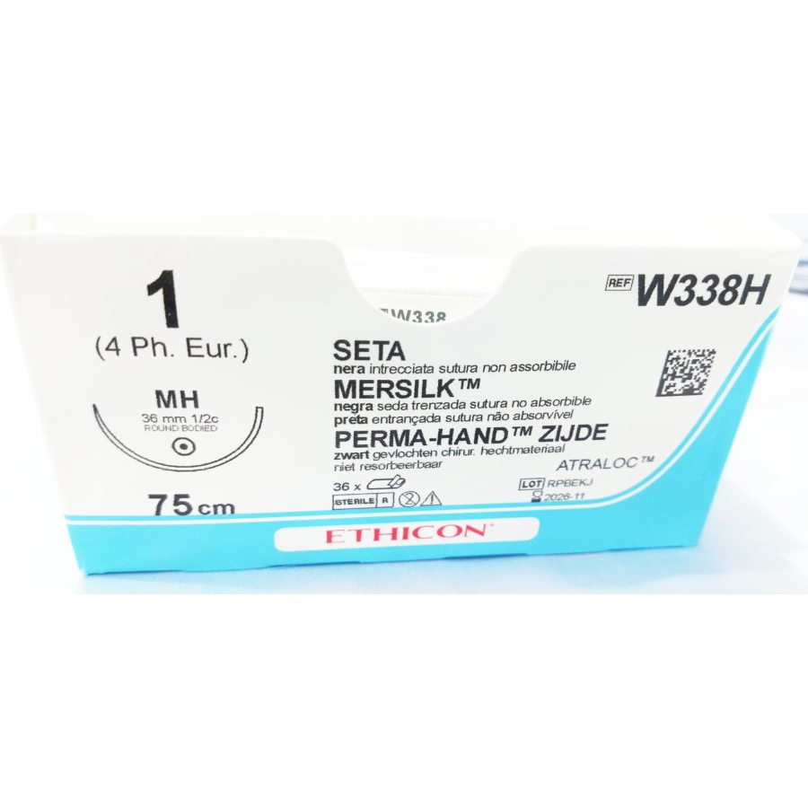 Jual MERSILK tm 1 W338H ROUND BODI BENANG OPERASI / BENANG ETHICON PER -PCS | Shopee Indonesia