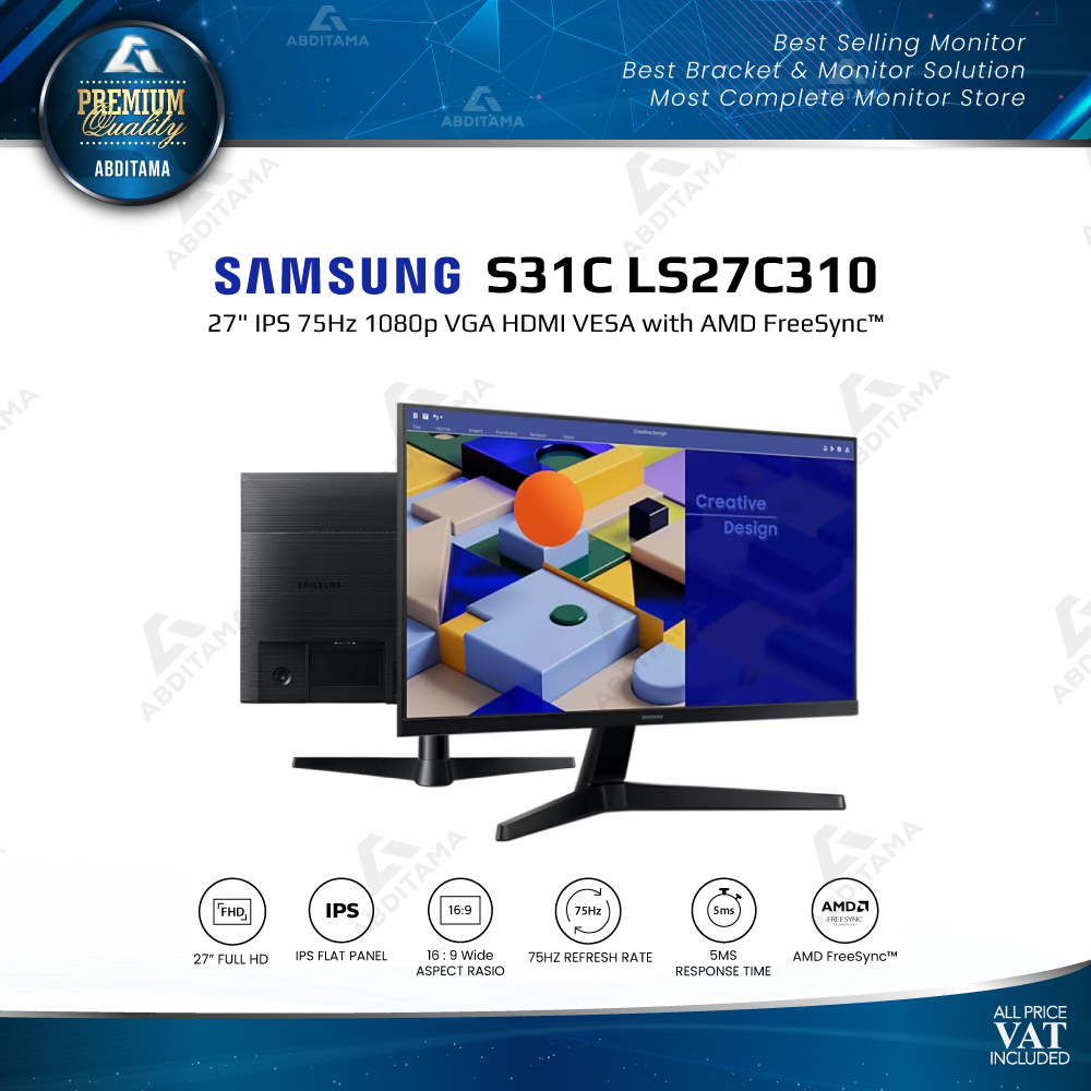 Jual Monitor LED Samsung S31C LS27C310 27" IPS 75Hz 1080p VGA HDMI VESA ...