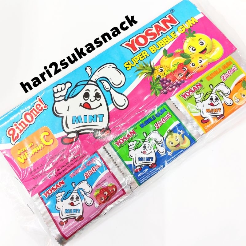Jual Permen Karet Jadul YOSAN 2in1 Renceng Bubble Gum YOSAN 2inOne ...