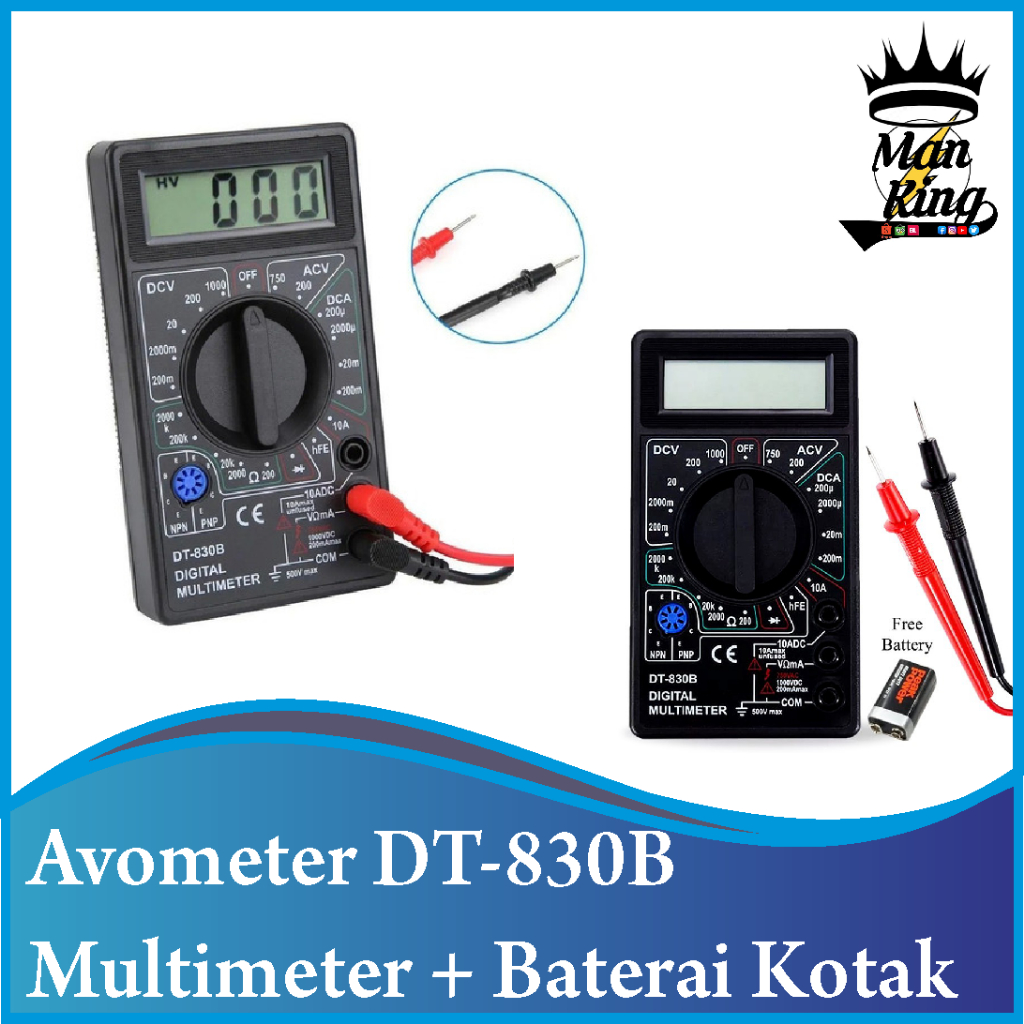 Jual Multimeter avometer DT830B multitester digital plus baterai ...