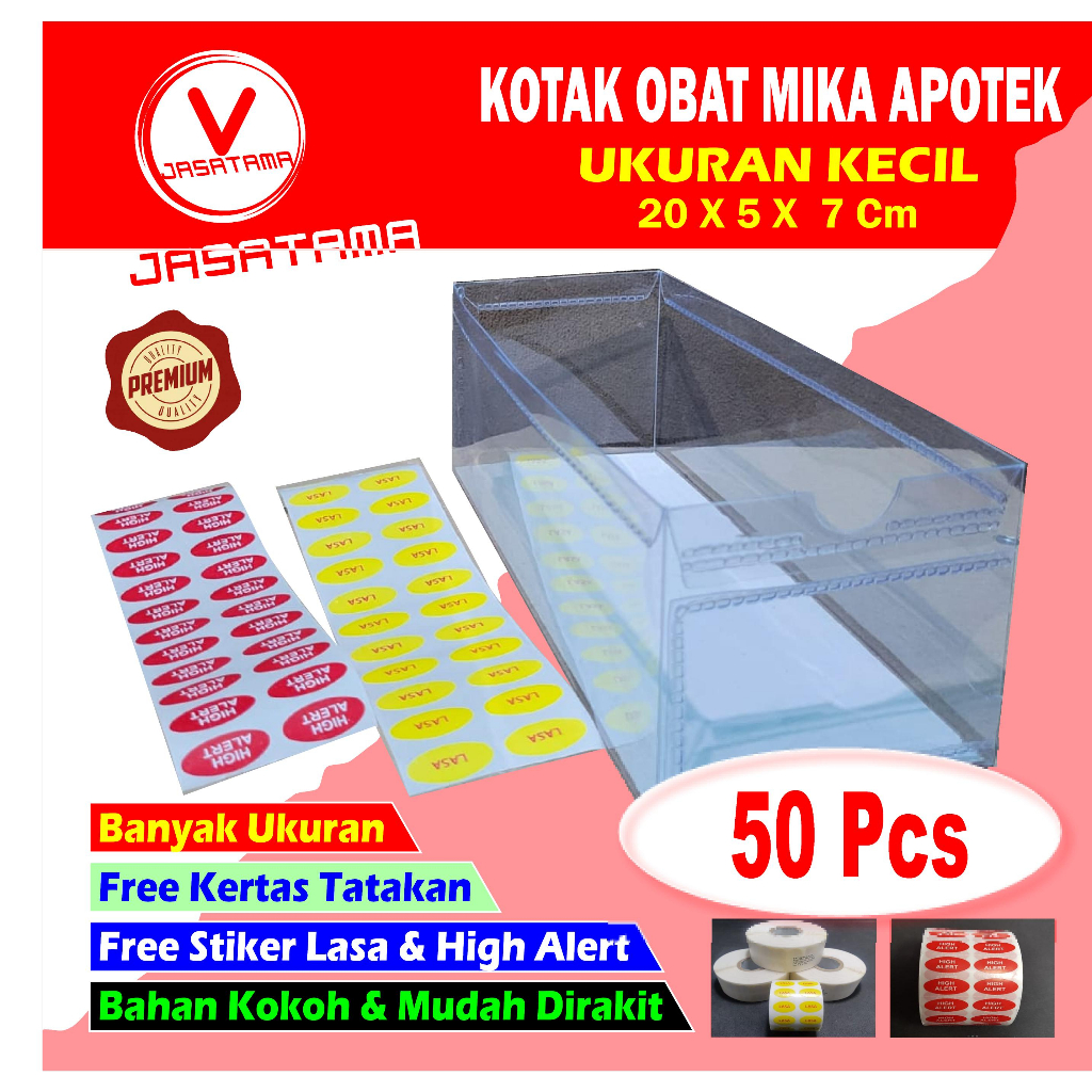 Jual isi 50 Kotak obat mika ukuran kecil 20 x 5 x 7 paket 50 pcs ...