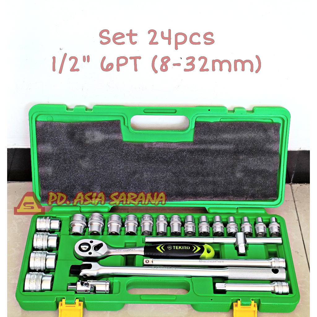 Jual Kunci Socket 1/2" x 8-32mm Set 24pcs TEKIRO SC-SE0613 Mata Sok Inch 6PT | Shopee Indonesia