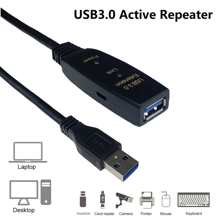 Jual Cable usb A 3.0 extension active repeater NB 15 meter 5Gbps Am-Af ...