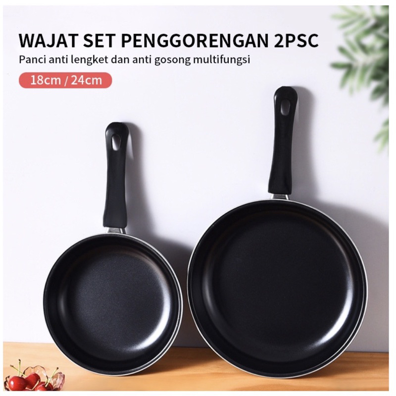 Jual IS - TEFLON FRY PAN HITAM SET ISI 2PCS - WAJAN PENGGORENGAN SET ...
