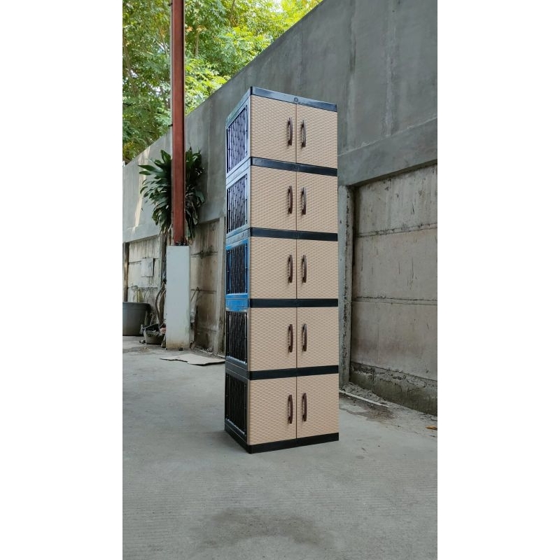 Jual Lemari Plastik Susun 5 Mini Galaxy MOTIF Rotan | Shopee Indonesia