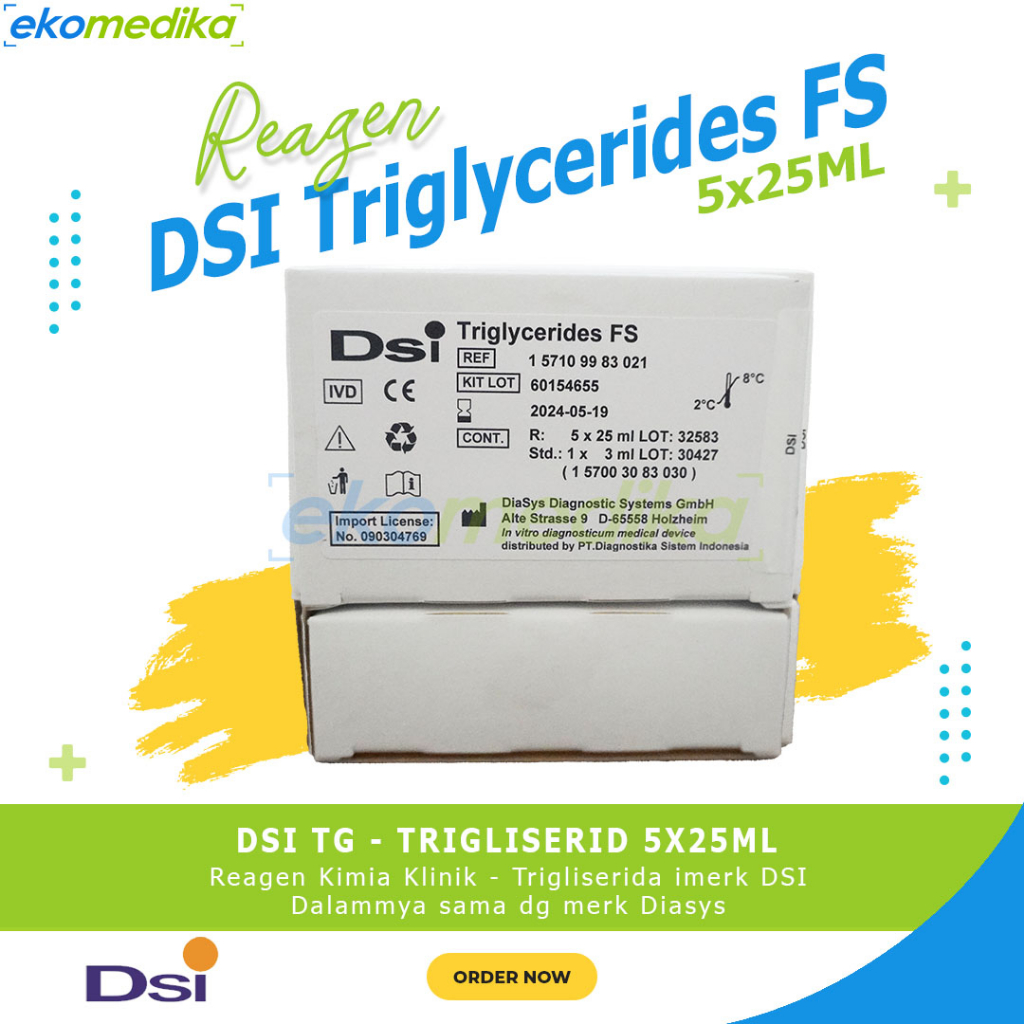Jual Reagen Triglycerides FS 10 5x25ml 1x3ml DiaSys - Reagen Kimia Klinik Trigliserid DSI TG ED ...