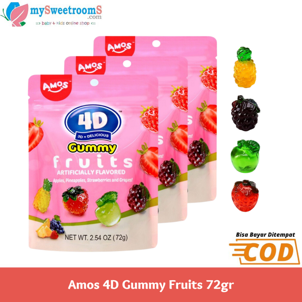 Jual Amos 4D Gummy / Permen Lunak / Permen Bentuk Buah / Permen Jelly ...