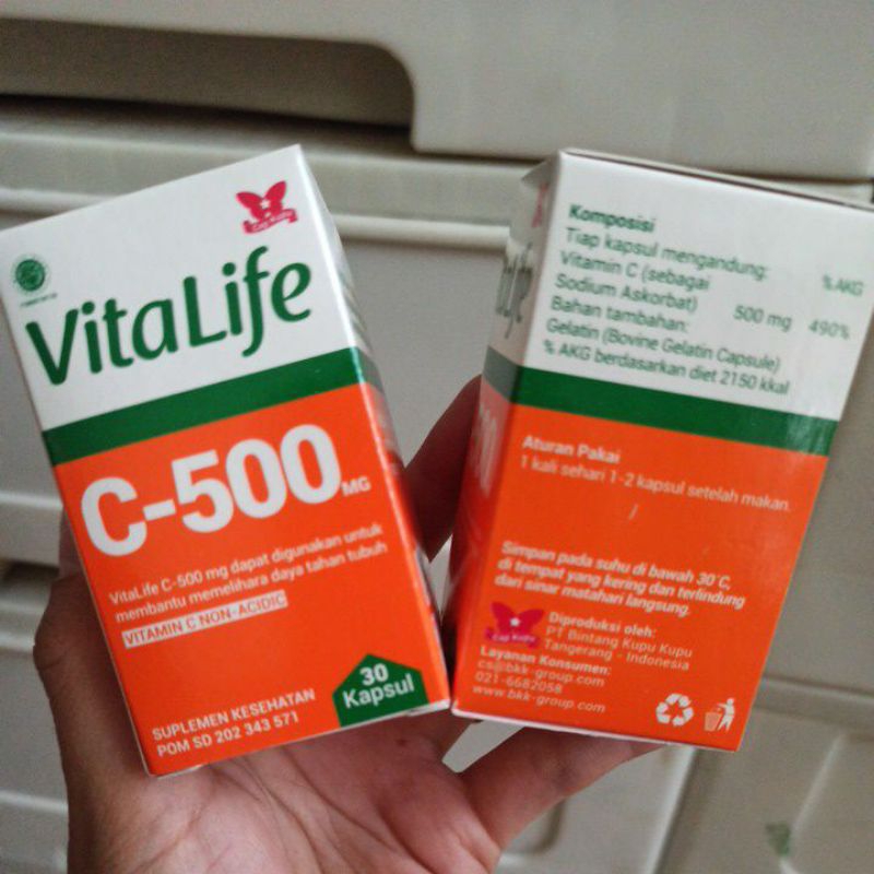 Jual Vitalife C 500 C-500mg Vitamin C 500mg 500 mg 30 kapsul | Shopee Indonesia
