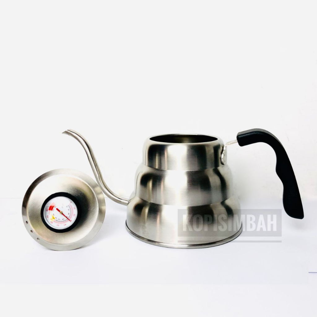 Jual Teko Leher Angsa 1 L Gooseneck Kettle Stainless dengan Termometer Ketel Pour Over Coffee ...