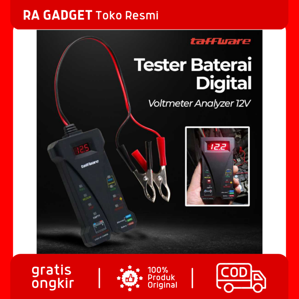 Jual Tester Baterai Digital Voltmeter Analyzer 12V / Digital Voltmeter ...