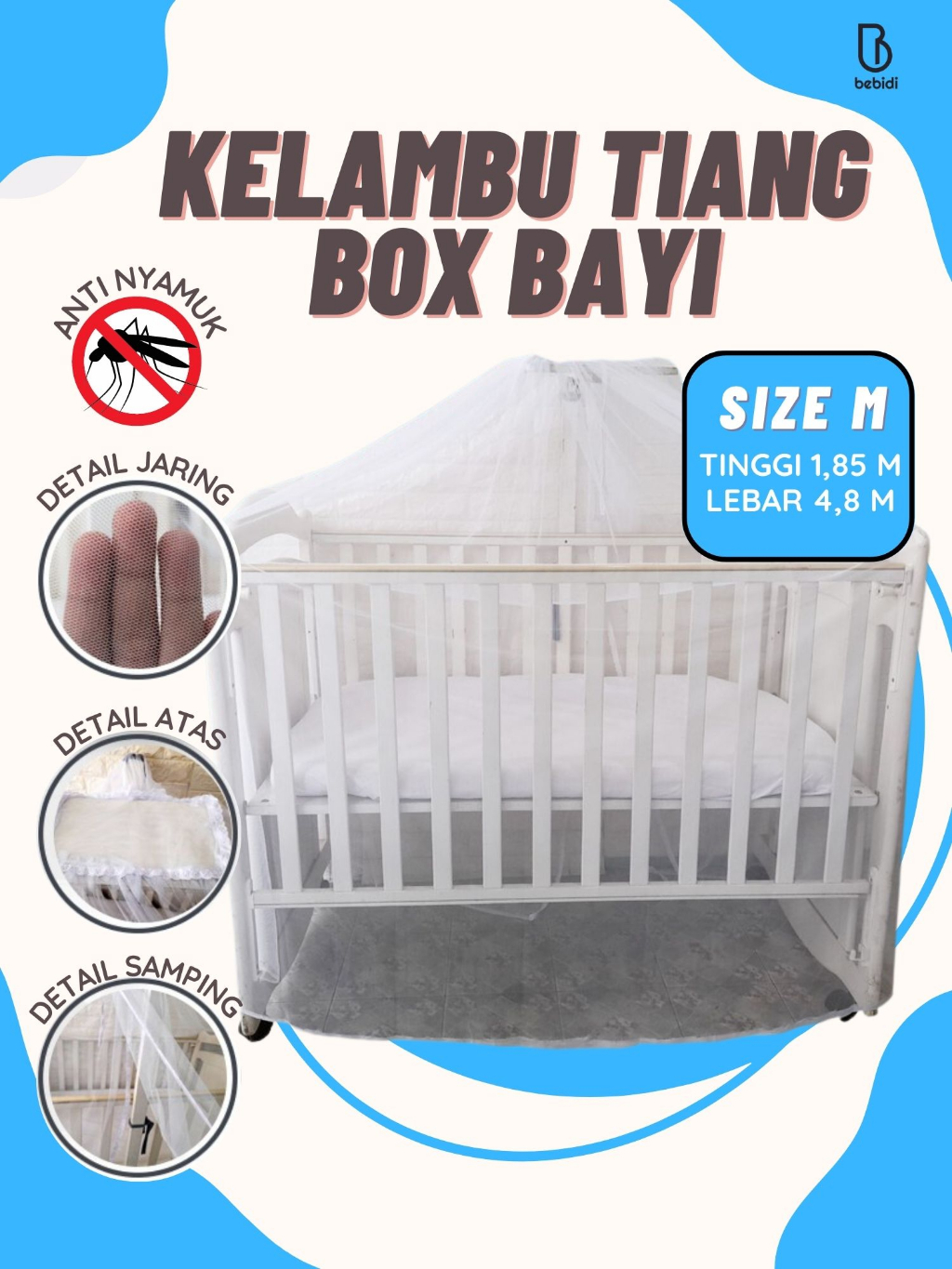Jual PO KELAMBU Box Bayi Little Equi 1 2 4 Tiang Ukuran M Sarung Anti ...
