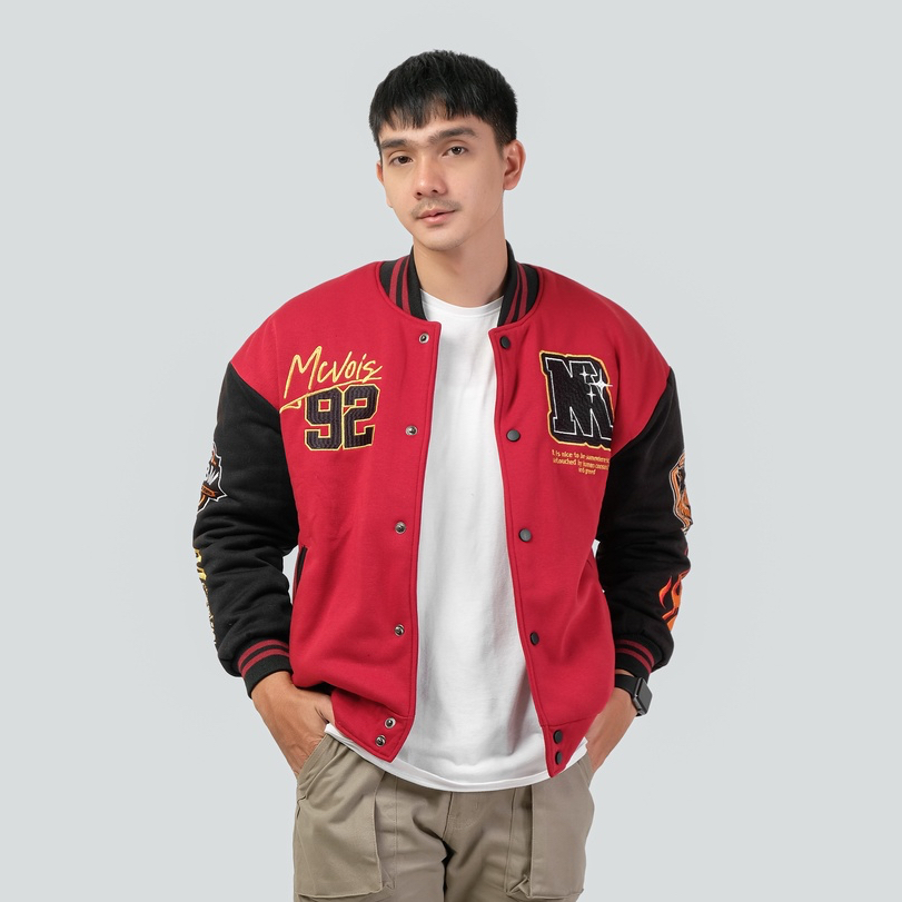 Jual Mcvois Varsity Jaket Bear Maroon Full Bordir Premium Distro ...
