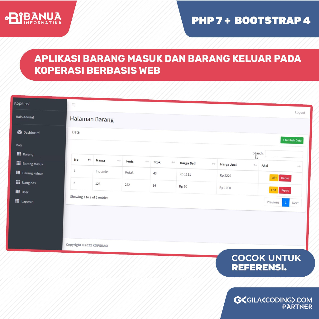 Jual Aplikasi Barang Masuk Dan Barang Keluar Pada Koperasi Berbasis Web | Shopee Indonesia