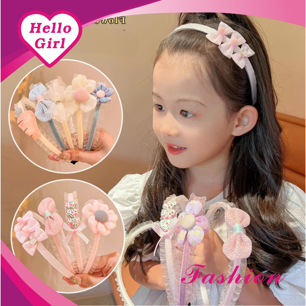 Jual (Hello Girl)B63 Bando Anak MOtif Pita Bunga Mutiara Gaya Korea ...