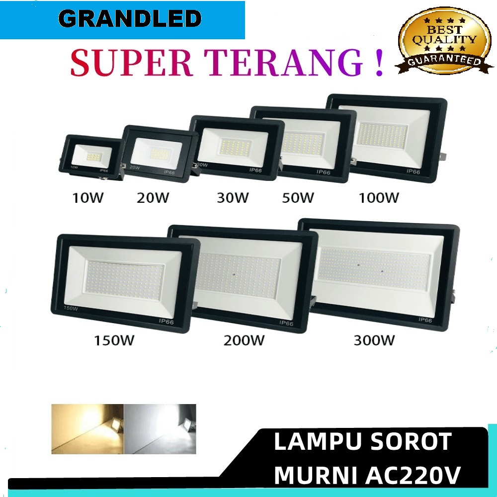 Jual LAMPU LED SOROT TEMBAK 10W, 20W, 30W, 50W, 100W PUTIH DAN KUNING FLOOD LIGHT 220V OUTDOOR ...