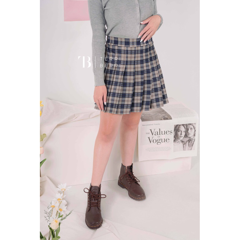 Jual Mi-Na Rok rempel Korea PREMIUM Korean Plaid Pleated Mini Skirt Rok ...