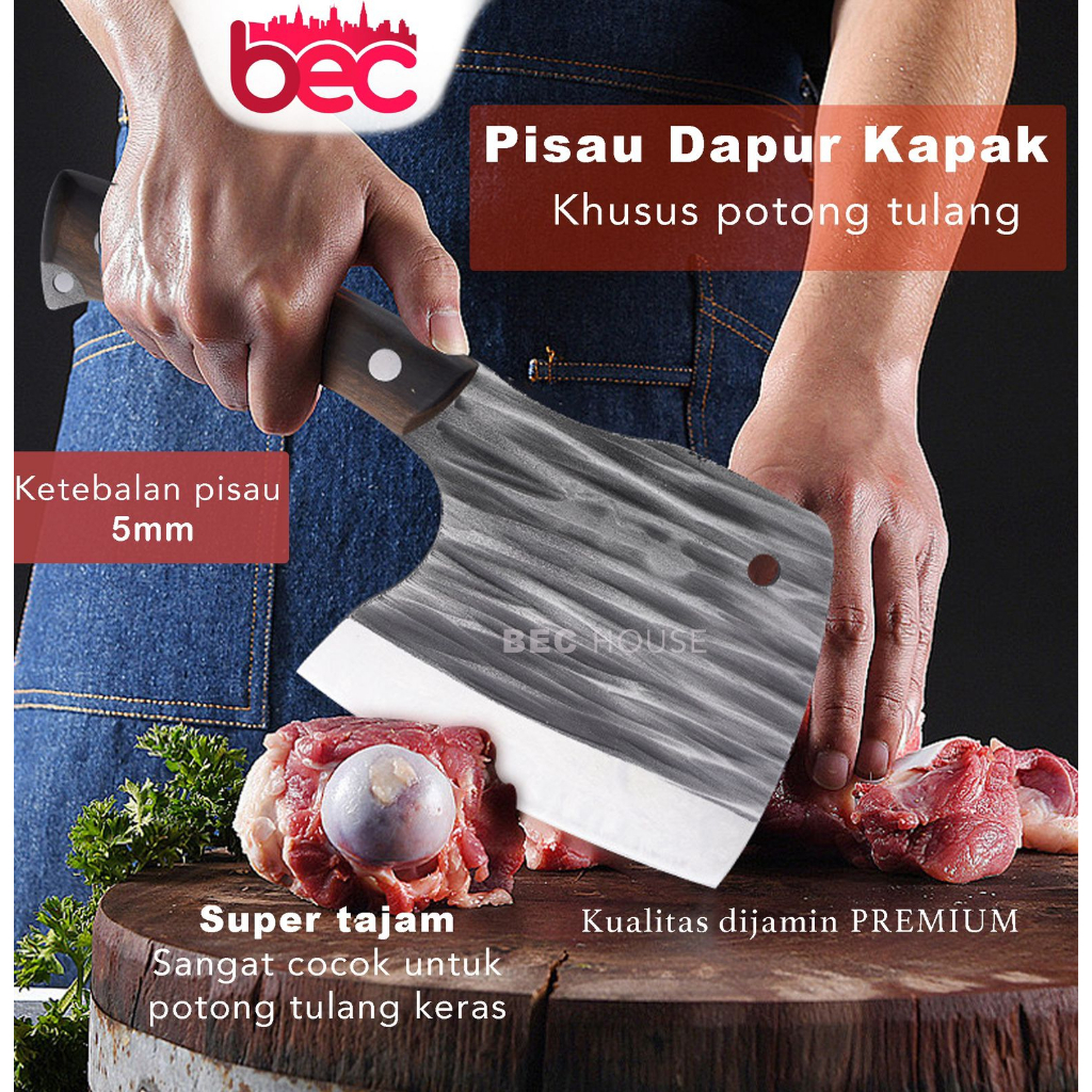 Jual Pisau Dapur Kapak Potong Tulang Professional Golok Daging Chef ...