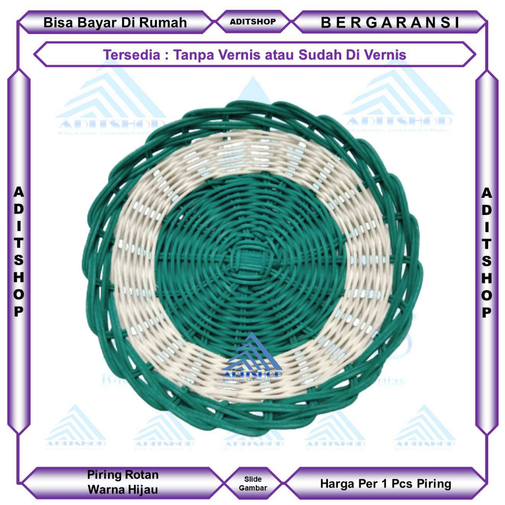 Jual Piring Rotan Warna Hijau | Aditshop | Piring Berwarna Ijo Bahan ...
