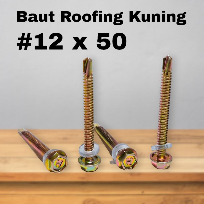 Jual Baut Drilling Kuning Baut Roofing #12 x 50 | Shopee Indonesia