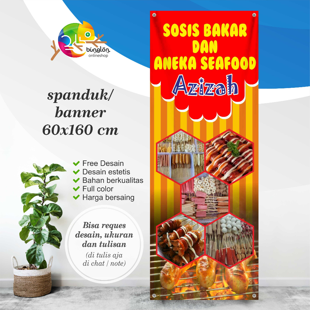 Jual 60x160 Spanduk Banner Sosis Bakar Aneka Seafood | Shopee Indonesia