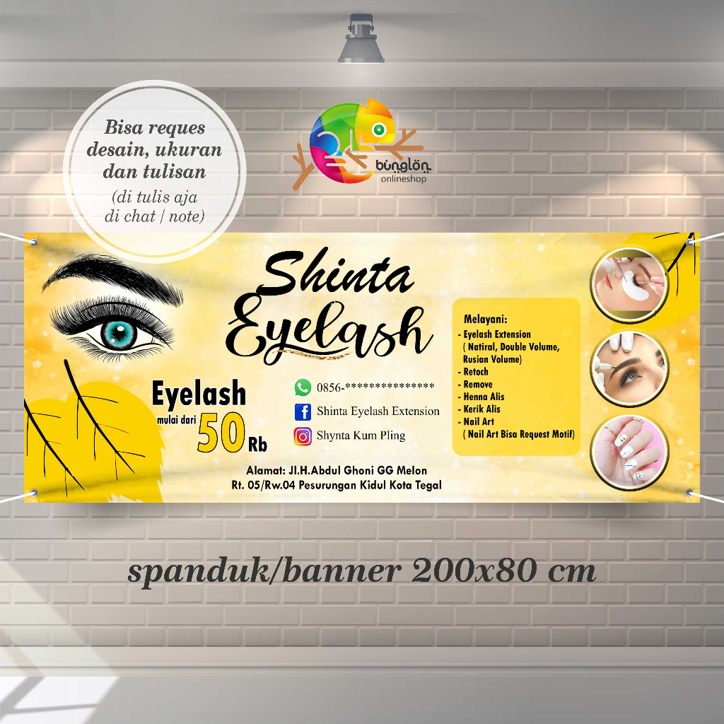 Jual 200x80 Spanduk Banner Salon Kecantikan, Eyelash, Nail Art, Dll ...