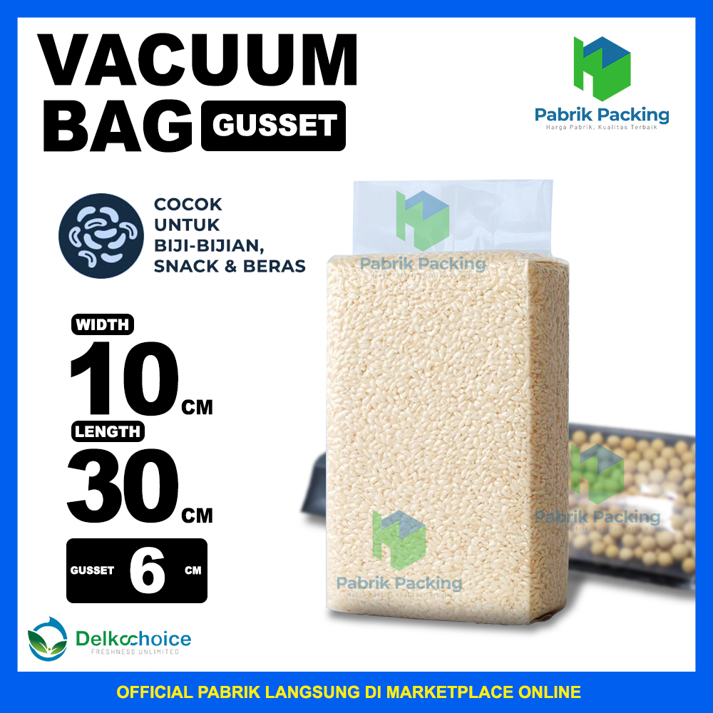 Jual PLASTIK VACUUM VACUM VAKUM GUSSET BERAS DELKOCHOICE SATUAN 10x30 ...
