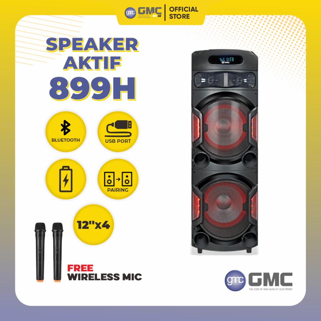 Jual GMC SPEAKER 899H MULTIMEDIA BLUETOOTH + 2 MIC WIRELESS | TERMURAH ...