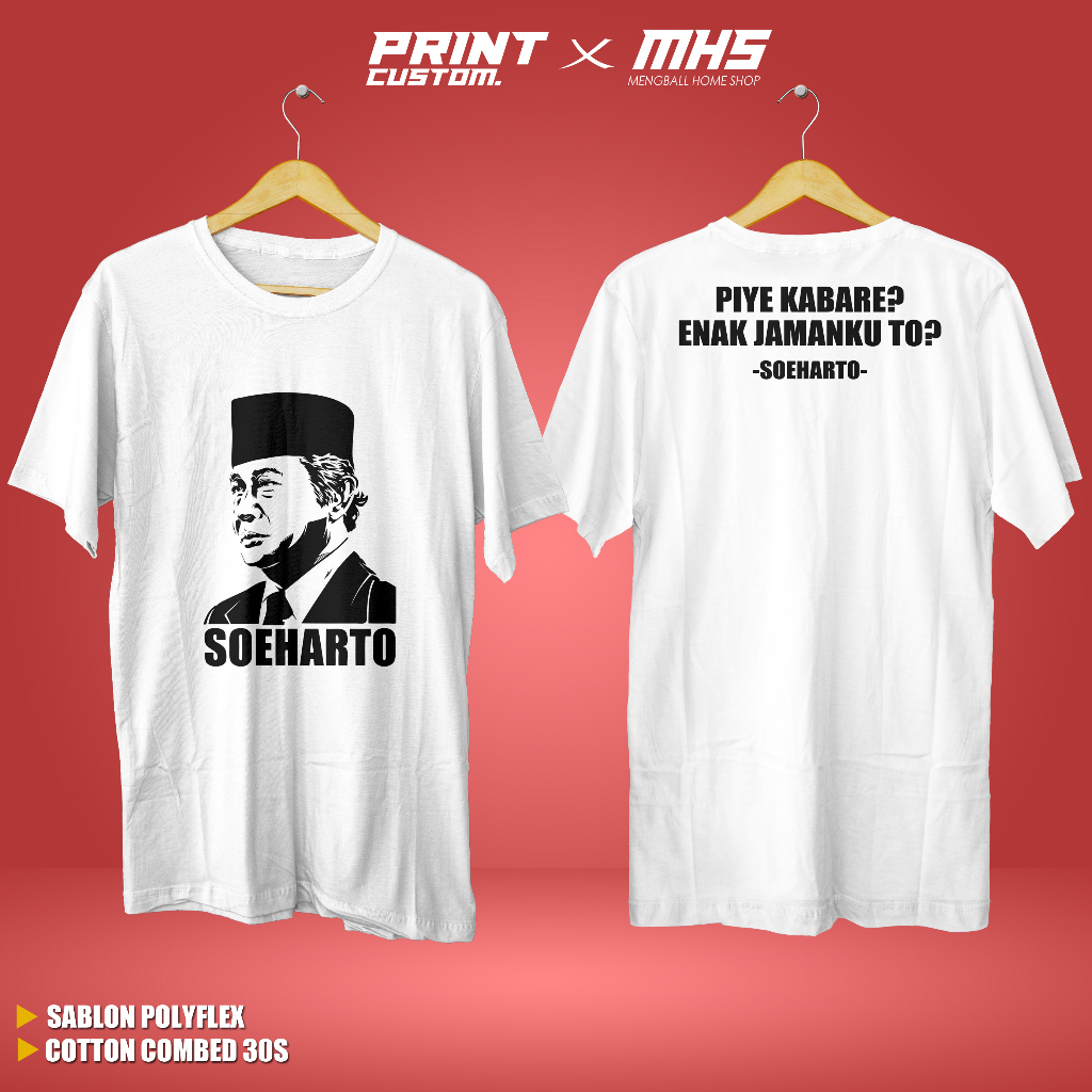Jual KAOS SOEHARTO PIYE KABARE LENGAN PENDEK COTTON COMBED 30S PREMIUM ...