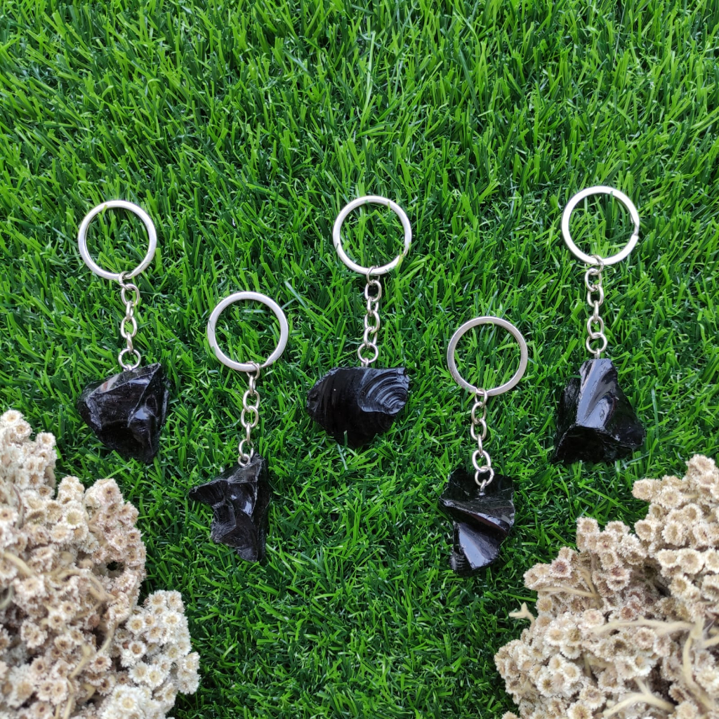 Jual Black Obsidian Keychain Natural Healing Crystal Stone Energy For ...