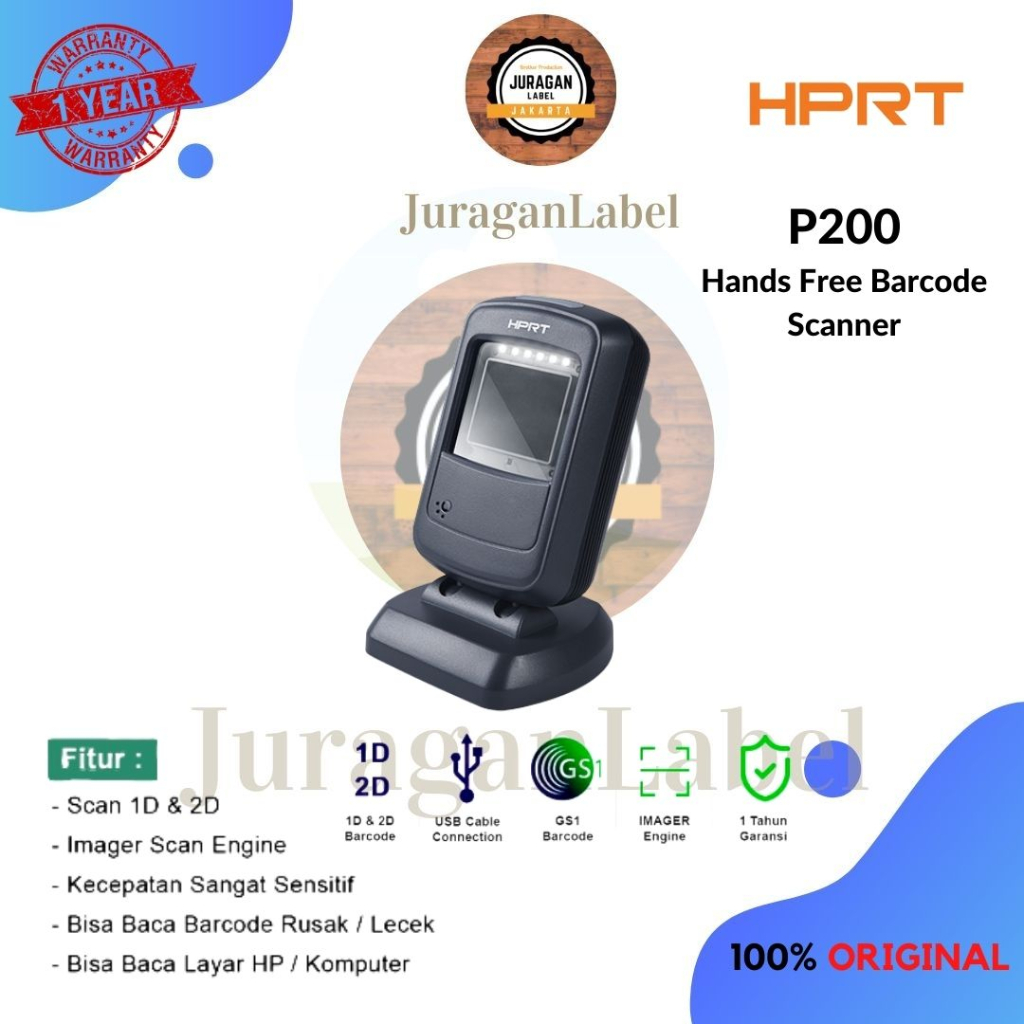 Jual HPRT P200 Scanner Barcode Imager 1D & 2D Scan QR Code USB | Shopee ...