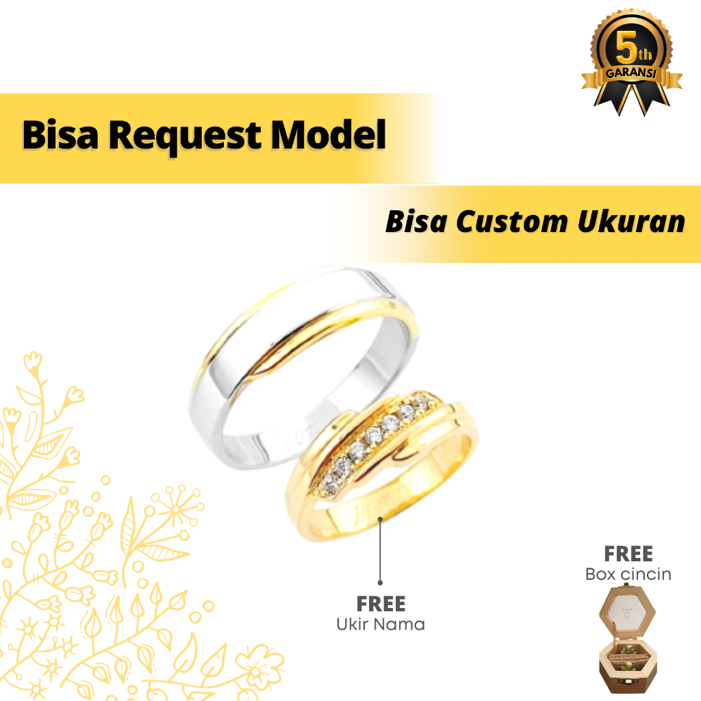 Jual Cincin Couple Emas & Perak (BISA GANTI MODEL) Cincin Nikah Garansi ...