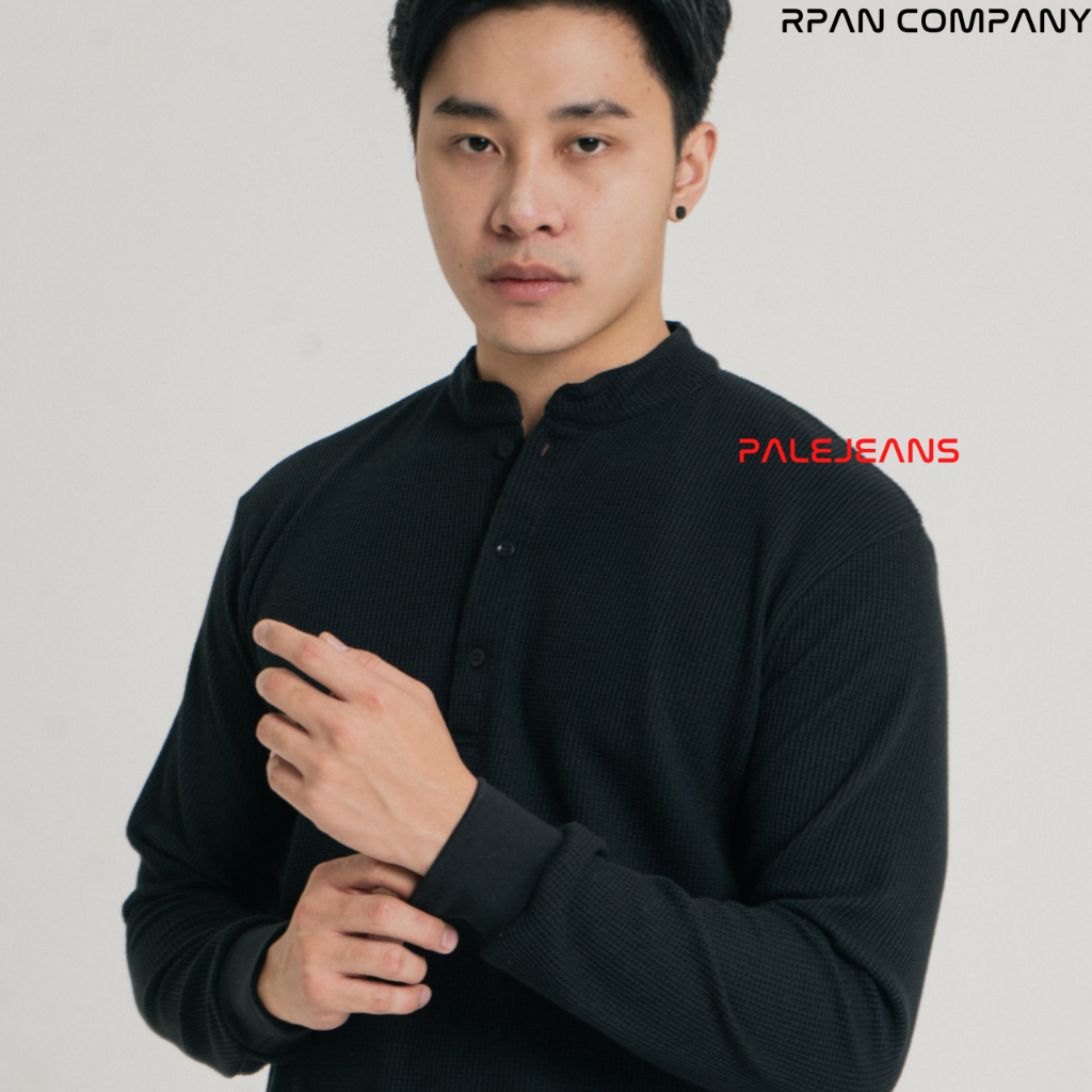 Jual PALEJEANS Tshirt Henley WAFFLE Long Sleeve RPAN.CO / Henley Big ...
