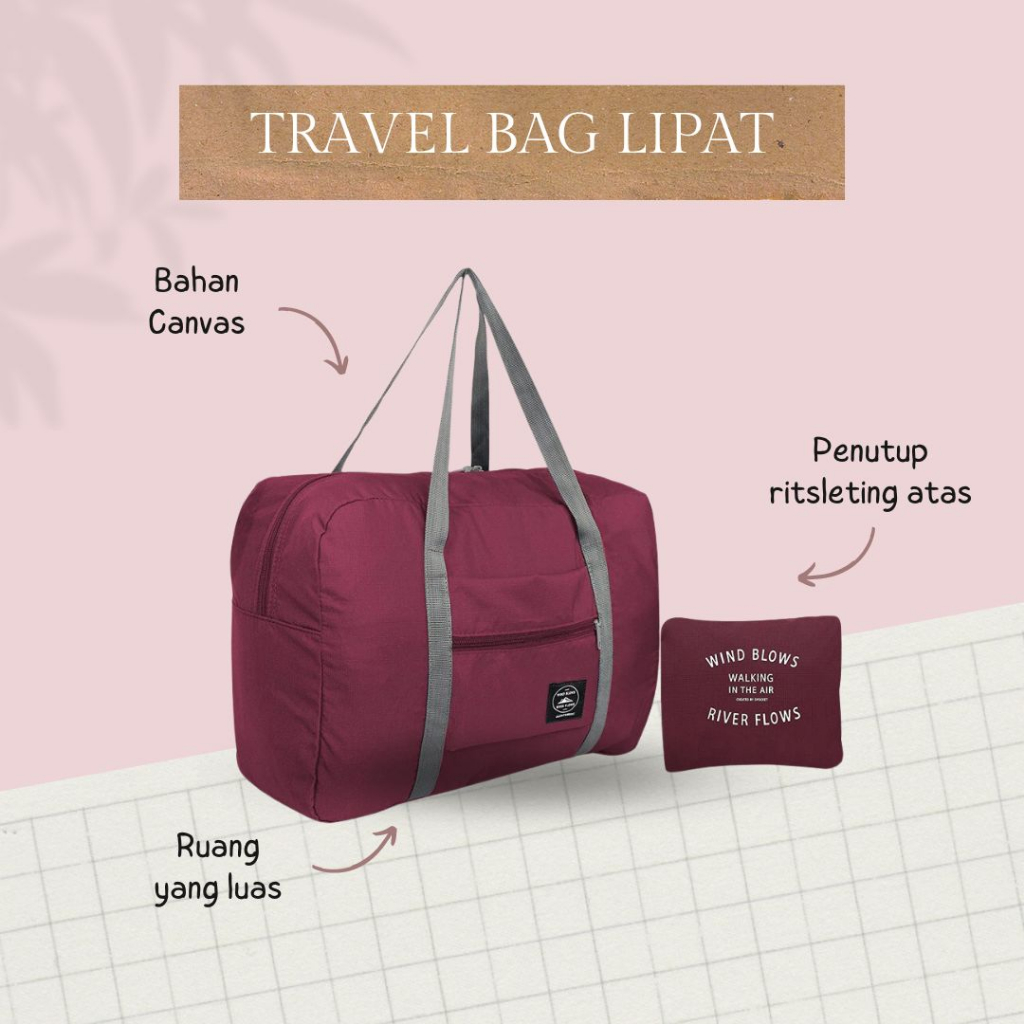 Jual Tas Lipat Travel Bag Jinjing Bahan Nilon Kapasitas 30L - Merah ...