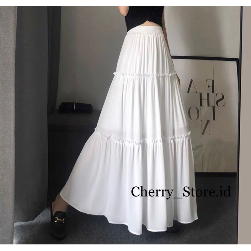 Jual Cherry_ Ruffle Skirt 3 susun / rok panjang wanita / skirt korean ... Jual Cherry_ Ruffle Skirt 3 susun / rok panjang wanita / skirt korean ...