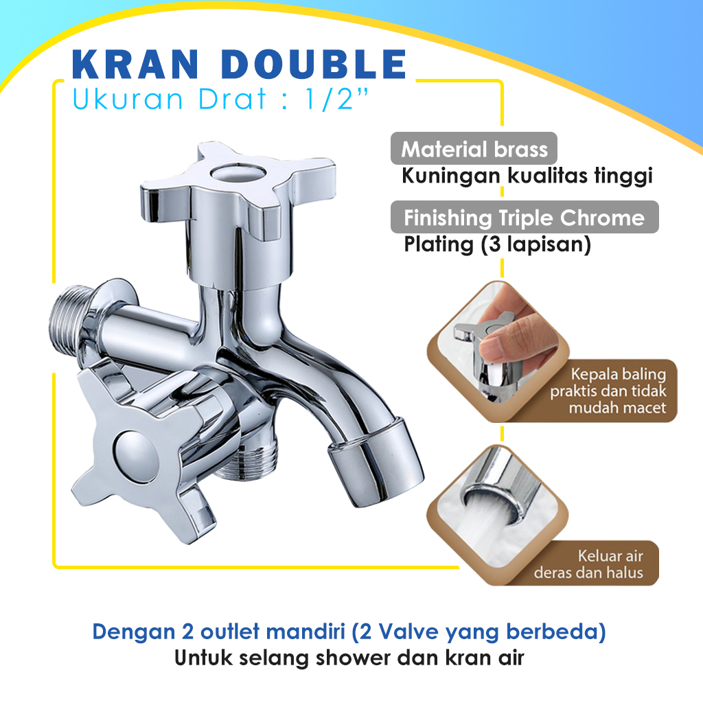 Jual KRAN Shower Cabang Anti Karat / Keran Air Double / Kran Shower ...