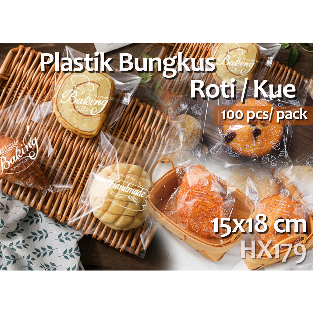 Jual HX179 [100 pcs/ pak] 15x18 cm Plastik Bungkus Roti Kue Snack Food Packaging Bag | Shopee ...