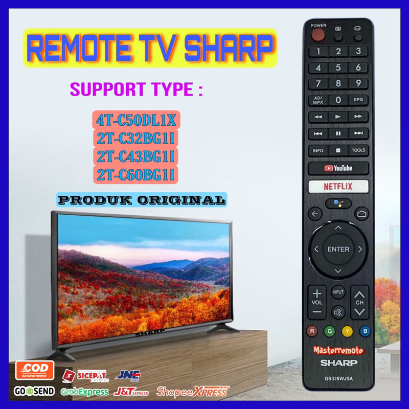Jual REMOT REMOTE TV SHARP SMART TV / SHARP ANDROID TV GB326WJSA ORIGINAL | Shopee Indonesia
