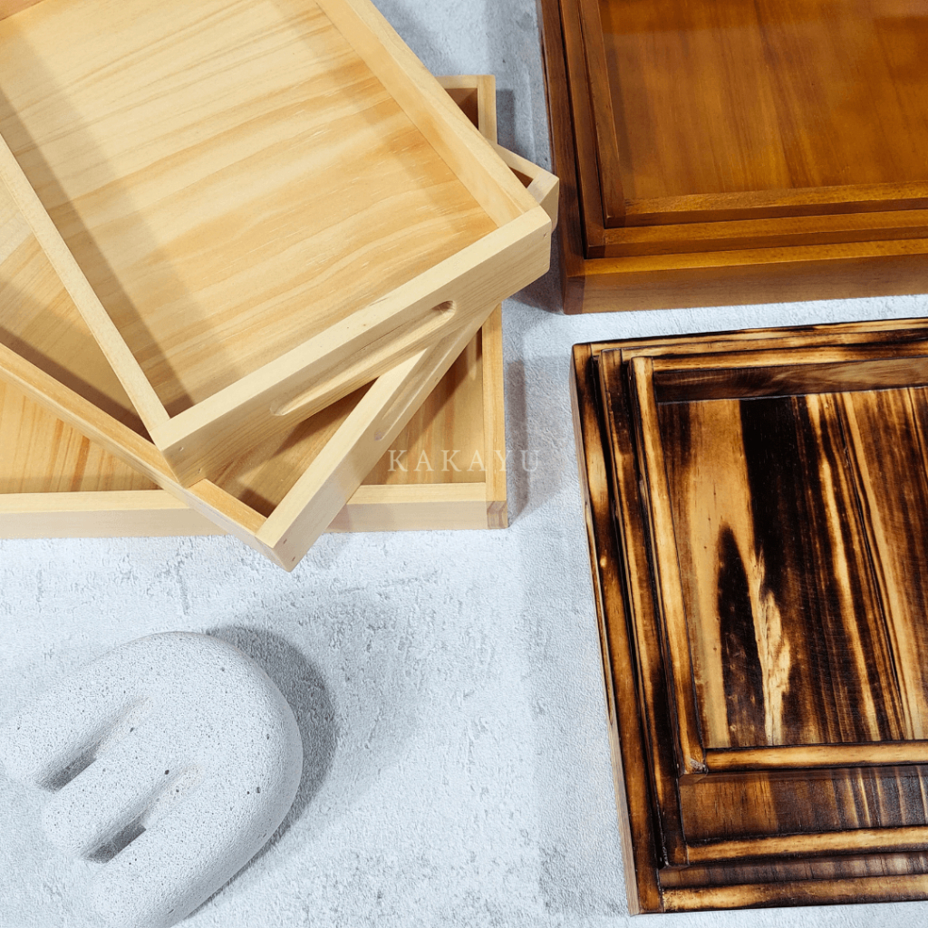 Jual Set Nampan Kayu 18x28cm / 22x32cm / 25x35cm / Wooden Tray / Baki ...