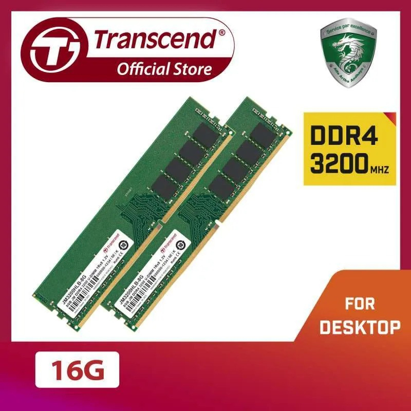 Jual Transcend U-DIMM JETRAM DUAL CHANNEL KIT DDR4 3200 - 16GB (2x8GB) RAM KOMPUTER DESKTOP ...