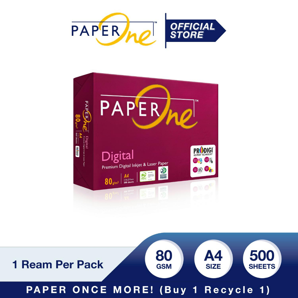 Jual PaperOne Kertas A4 80gr Digital Carbon Neutral 1 Rim (500 lembar) Kertas HVS | Shopee Indonesia