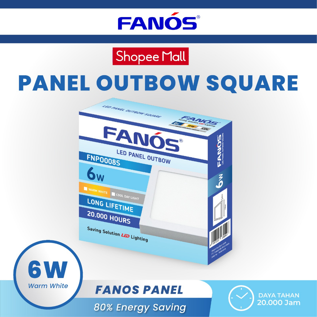 Jual Fanos Panel Lampu LED Outbow Square 6WATT | Shopee Indonesia