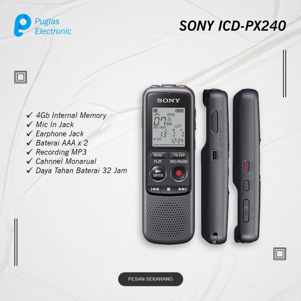 Jual Voice Digital Recorder Sony ICD-PX240 Alat Perekam Rekam Merekam ...