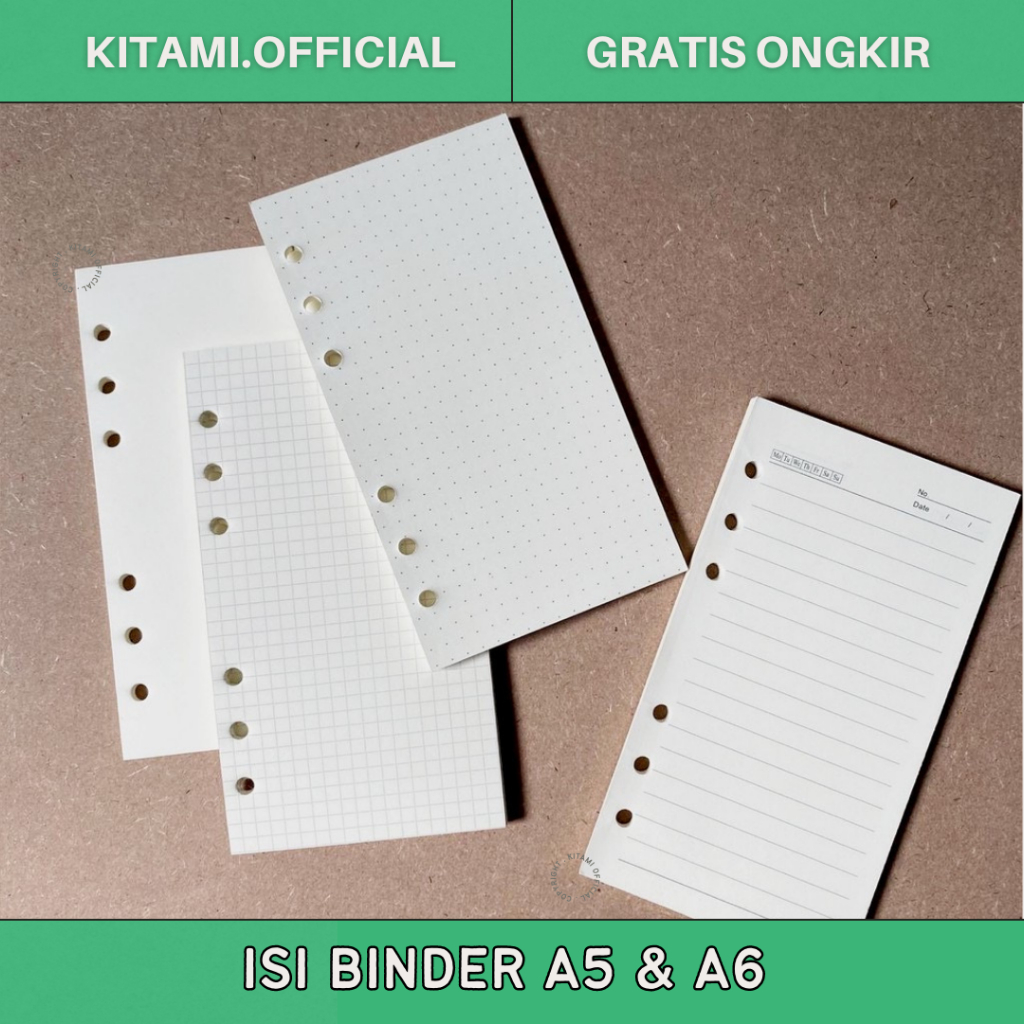 Jual KERTAS ISI BINDER A5 A6 POLOS GRID DOT GARIS | REFILL BINDER ISI ...
