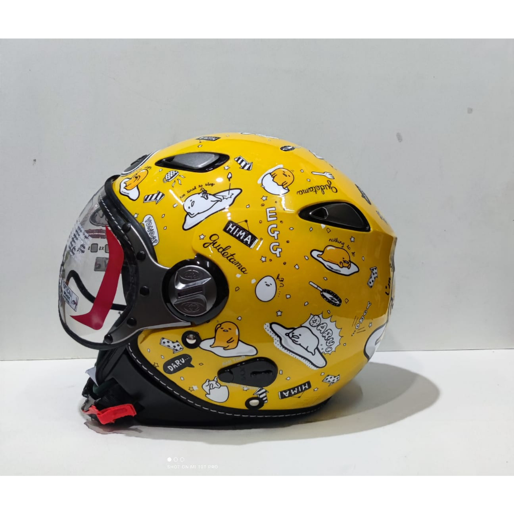 Jual KYT ELSICO MOTIF SANRIO GUDETAMA YELLOW HELM ORIGNAL RETRO CLASIC ...