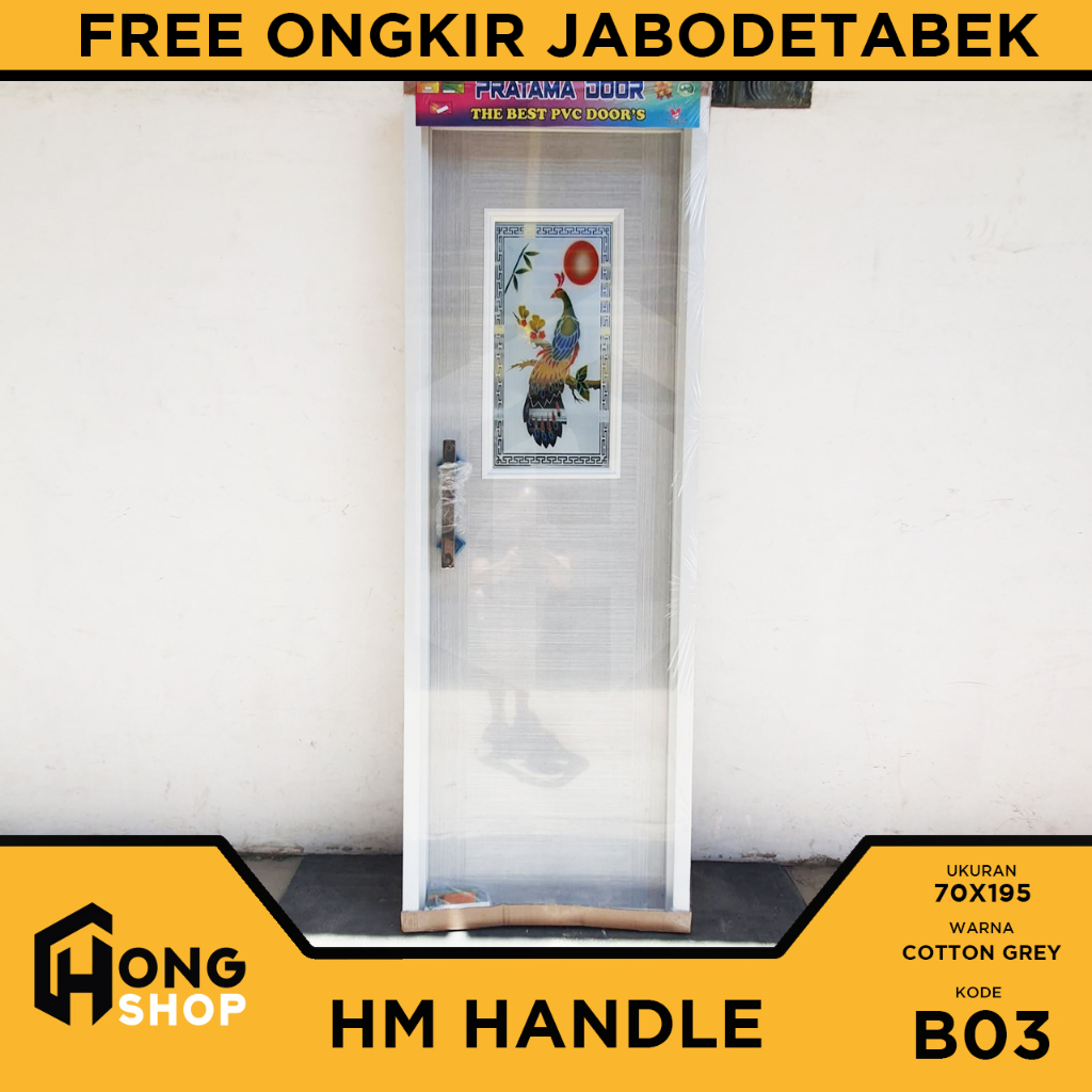 Jual Pintu Kamar Mandi PVC Cermin 1/2 Kaca HM Handle - COTTON GREY ...