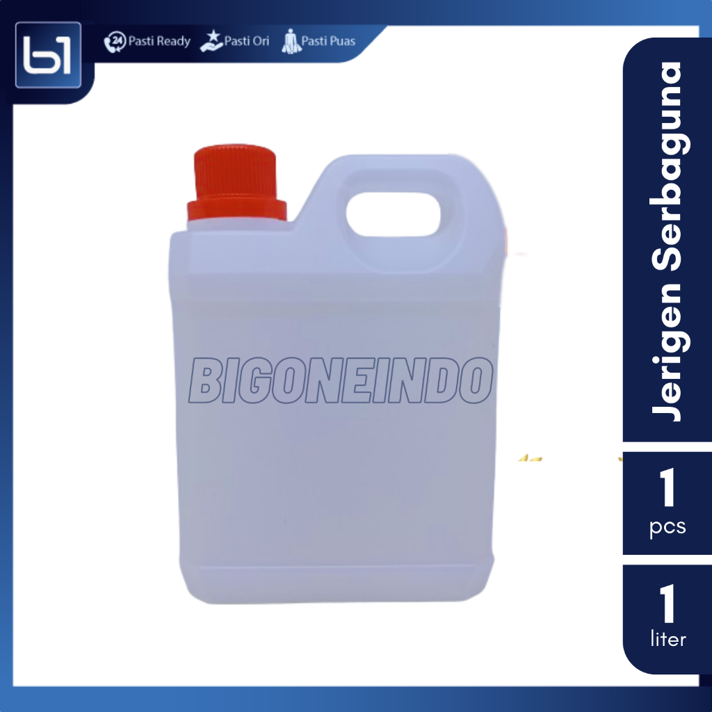 Jual Botol Jerigen Putih 1 Liter Tutup Merah, Derigen Plastik 1000Ml ...