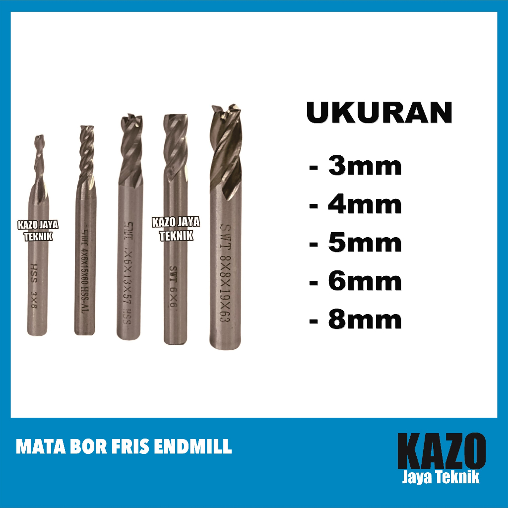 Jual Mata Bor Friss Endmill / 4 Flute Mata Milling 3,4,5,6,8mm | Shopee ...